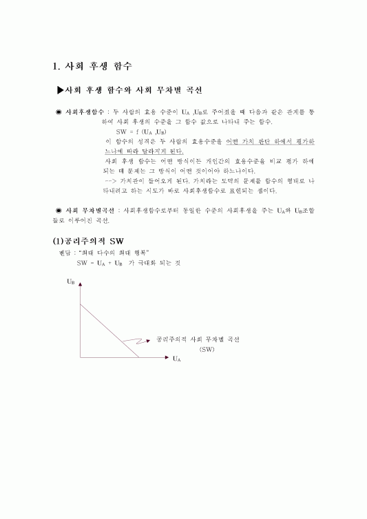 사회후생함수와 차선의 이론에 대해 조사