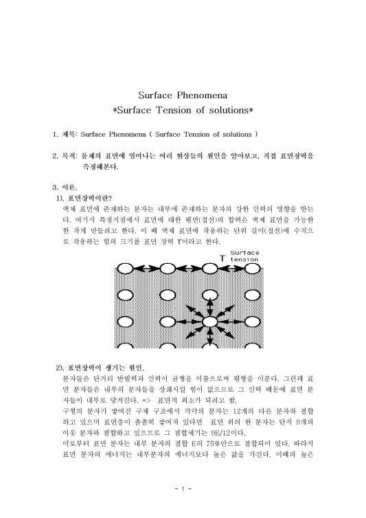 표면장력 실험