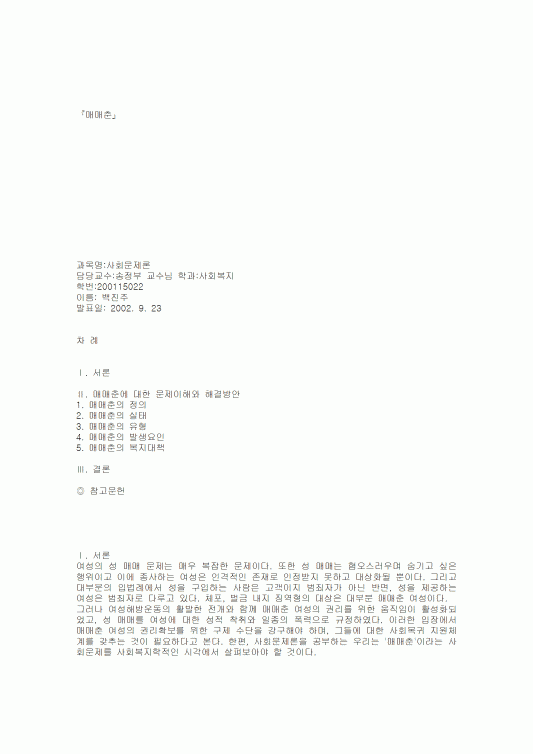매매춘의 어제와 오늘