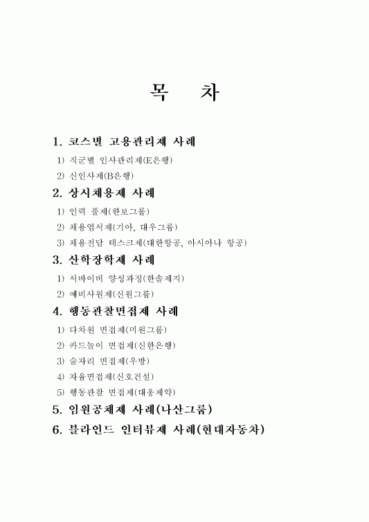 인사관리 (인사고과) 사례-채용관리부문