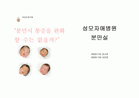 분만실 통증완화 교육자료
