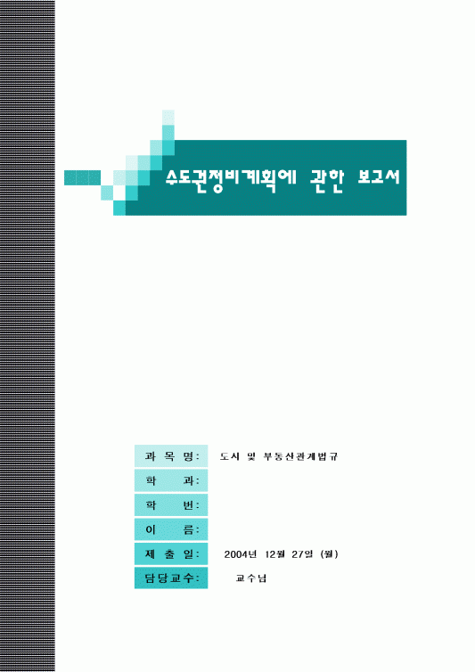 수도권 정비계획에 관한 보고서