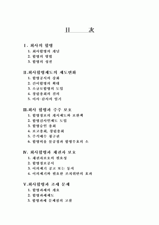 회사합병의 개념과 특징