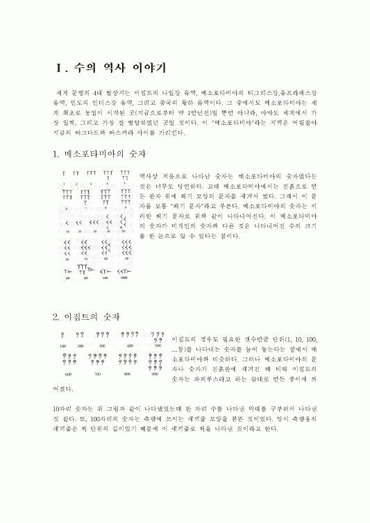 수의 이야기 레포트 자료