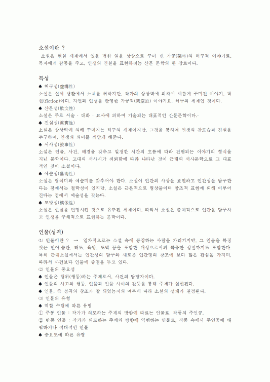 소설이란 레포트 자료