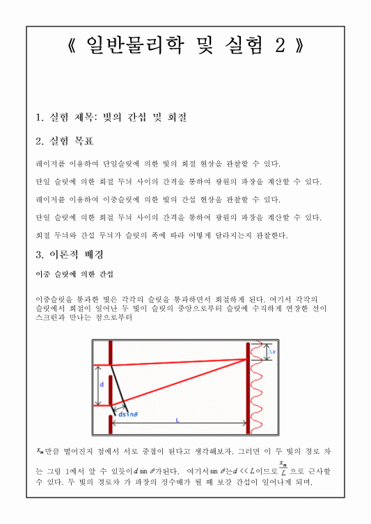 간섭 및 회절 레포트 자료