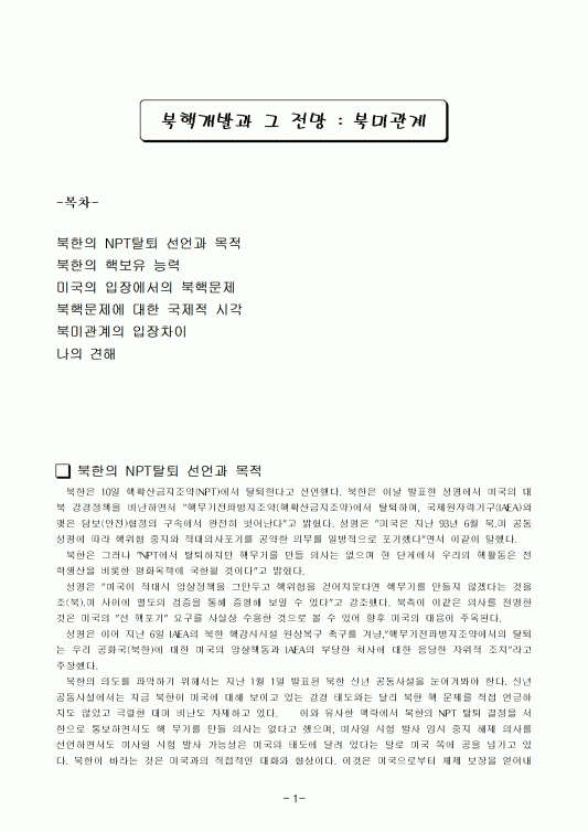 북핵개발과 그 전망 : 북미관계