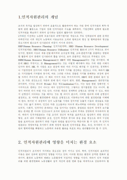 인적자원과 환경적요인에대하여