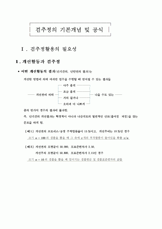 통계적 공정관리 검추정 기본개념