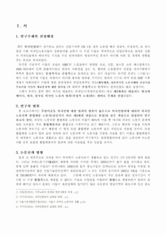 외국인노동자문제및 해결방안에 대하여