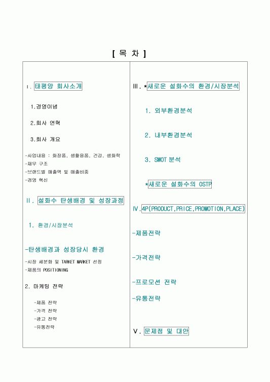 설화수 마케팅 전략 보고서