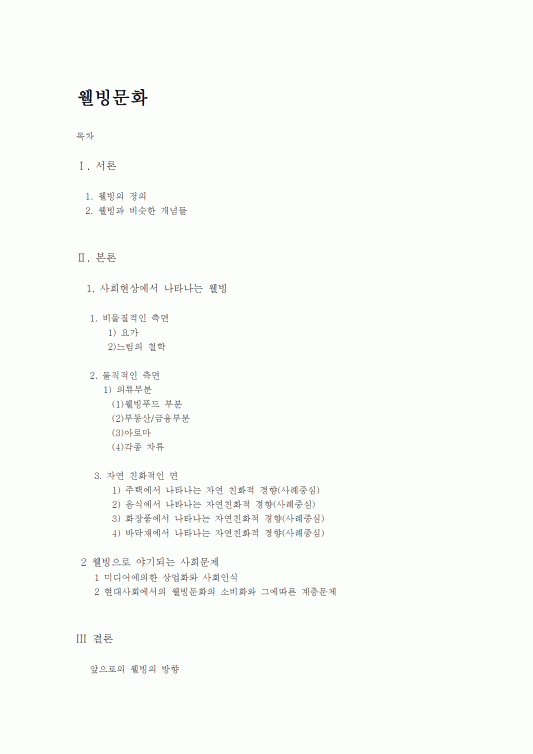 웰빙문화 레포트 자료