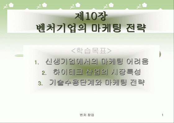 벤처기업의 마케팅 전략
