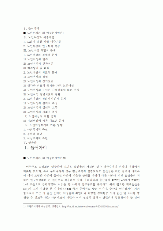 노인여성 문제