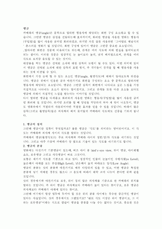 카메라의 앵글