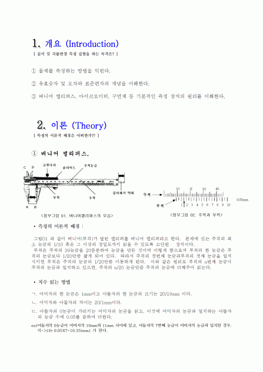 길이 및 곡률반경 측정 실험