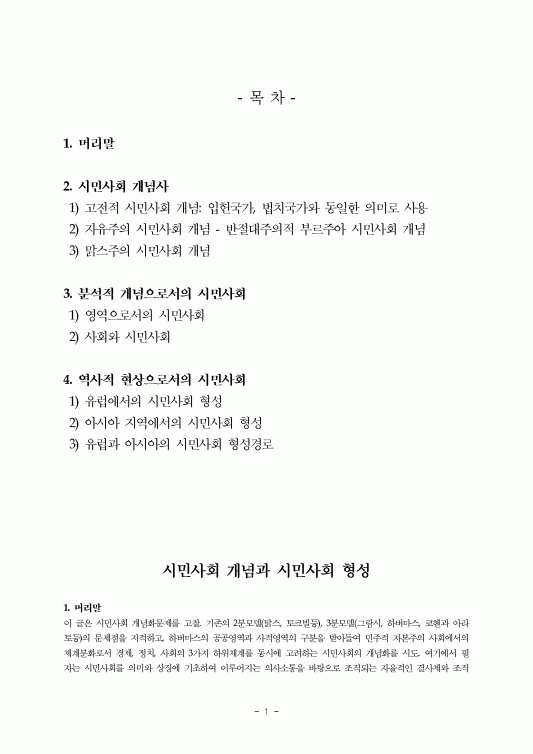 시민사회 개념과 시민사회 형성
