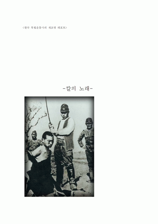 한국 독립운동사 재조명 - 칼의 노래