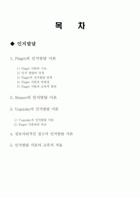 교육 심리학 피아제 비고츠키 브루너 Piaget Bruner Vygotsky