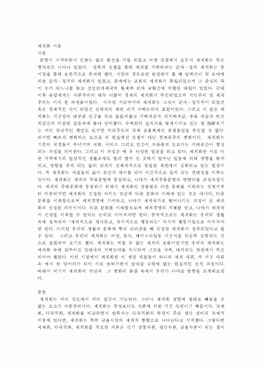 세계화 이론 레포트 자료
