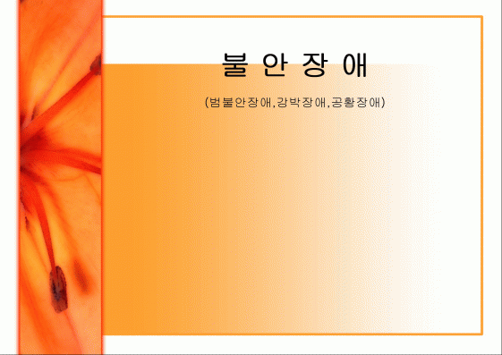 불안장애(범불안장애,강박장애,공황장애)