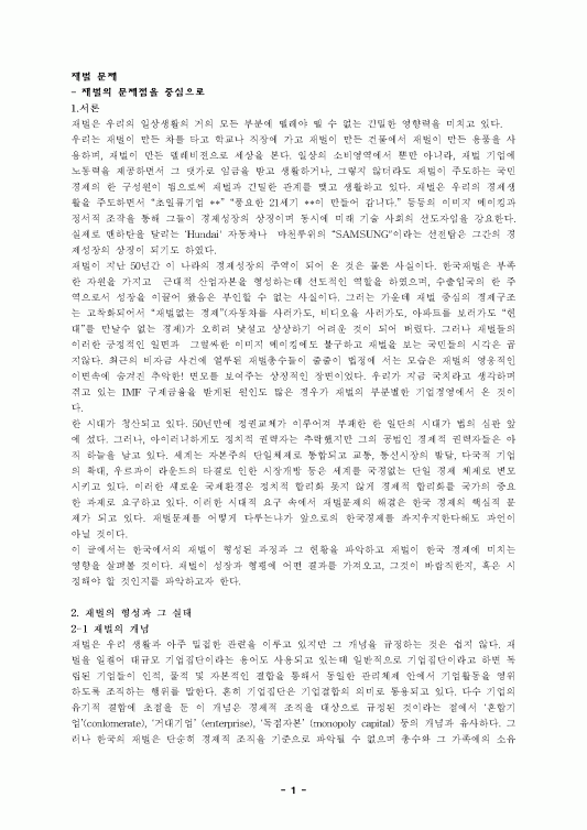 재벌의 문제 레포트 자료