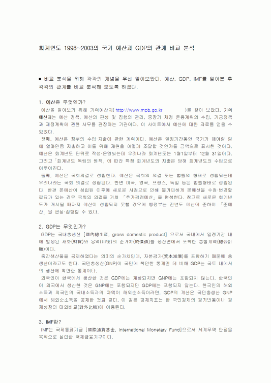 예산과 GDP와의 관계?