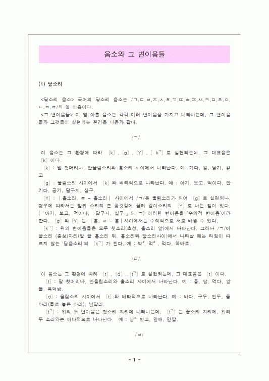 음소와 그 변이음에 대해서