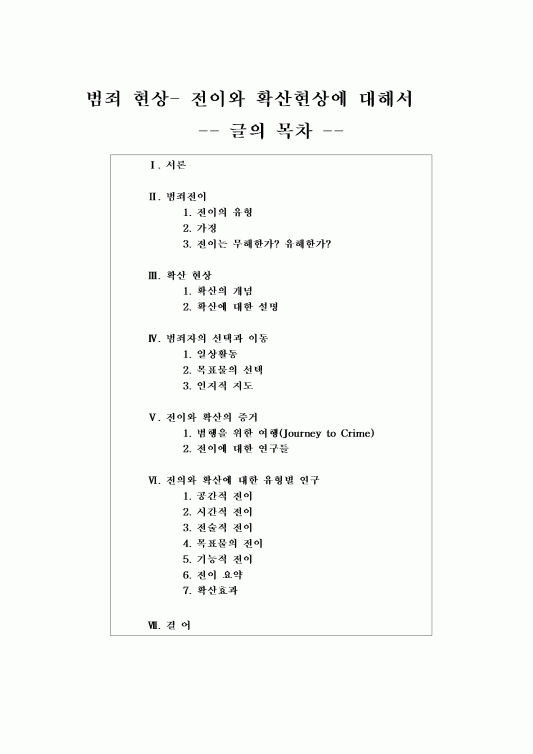 범죄현상- 전이와 확산현상에 대하여