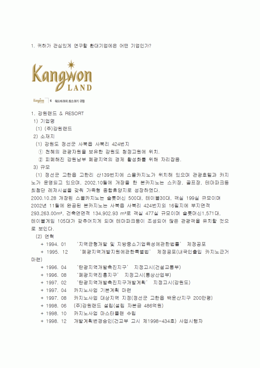 Servuction Model (대상: 강원랜드)에 기업 분석