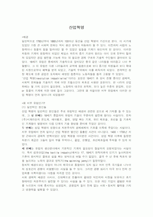 산업혁명이 유럽문화에 끼친영향