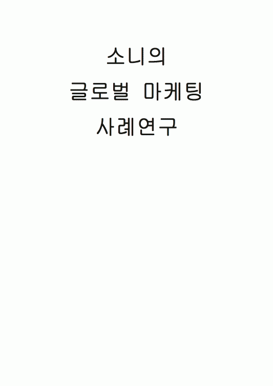 소니의 글로벌 마케팅 사례연구