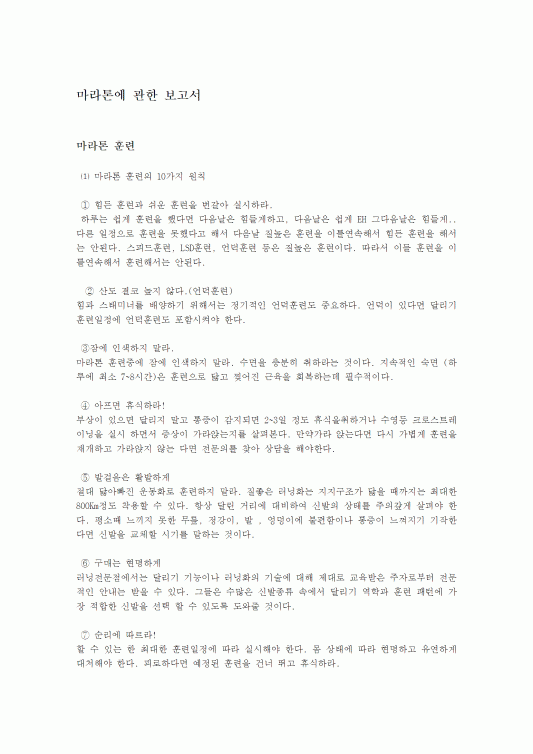 마라톤에 관한 보고서