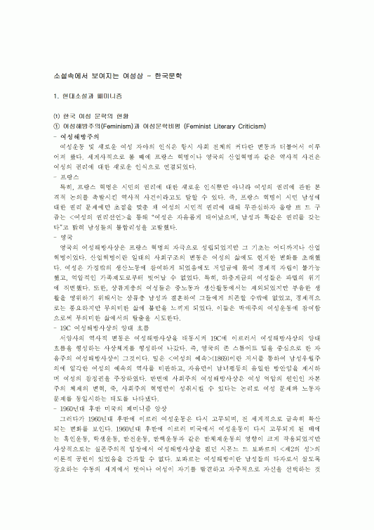소설속에서 보여지는 여성상-한국문학