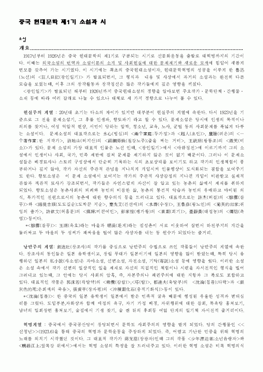 중국 현대문학 소설과 시