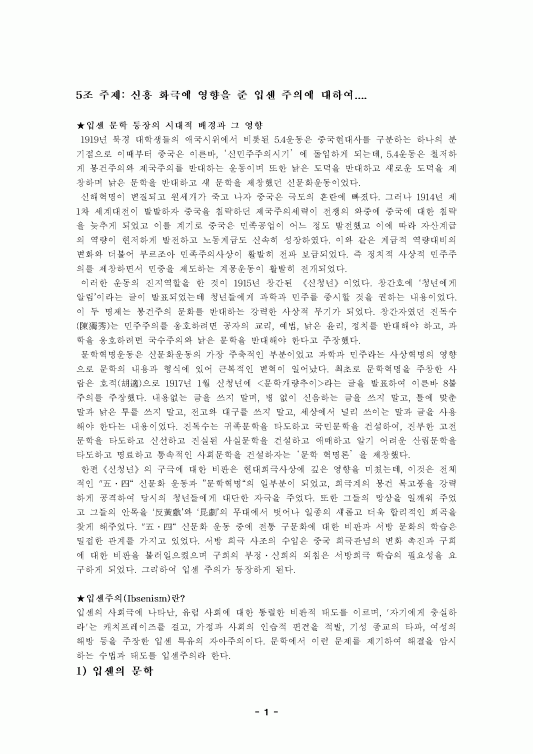 신흥 화극에 영향을 준 입센 주의에 대하여