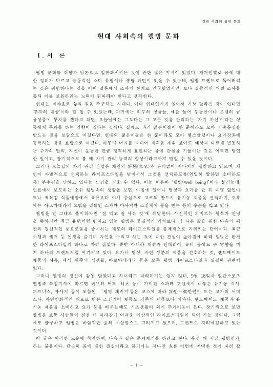 현대사회속의웰빙문화