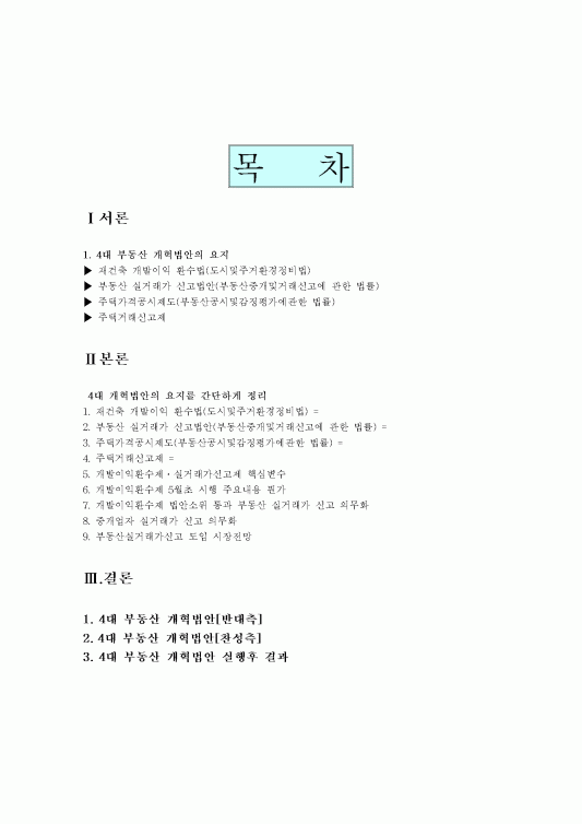 4대 부동산 개혁법안에 관한 논쟁