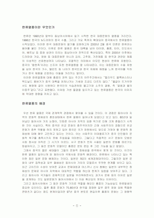 한류열풍이란 무엇인가