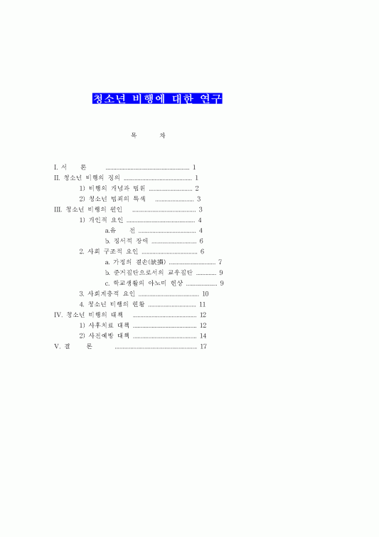 청소년비행에 관한 고찰(문제점과 대안중심)
