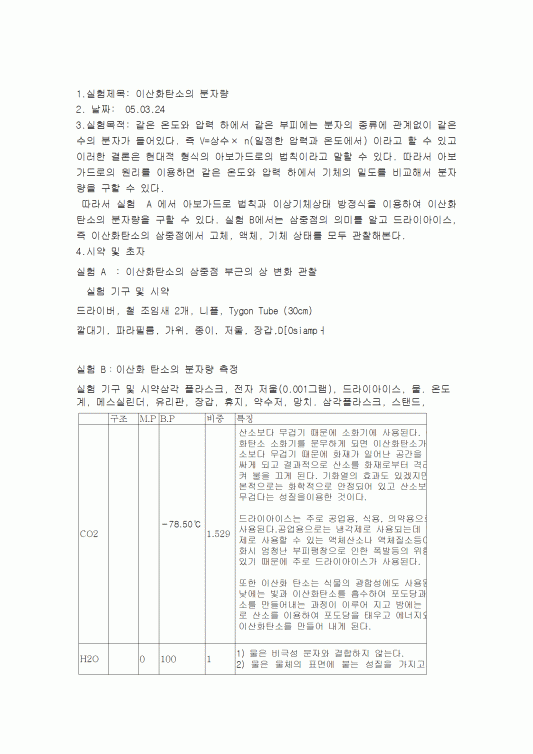 이산화탄소의 삼중점 부근의 상 변화 관찰