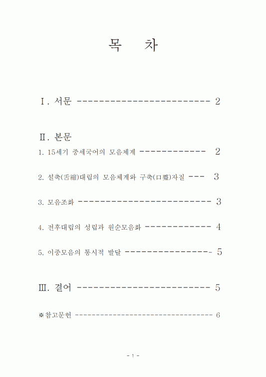 15세기 모음 체계의 변천