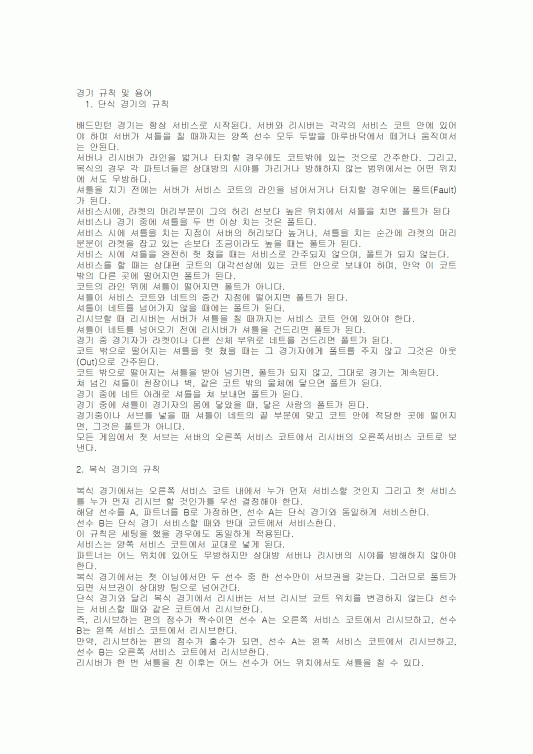 베드민턴 경기규칙 및 용어