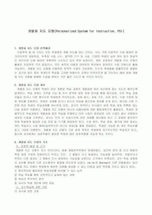 개별화지도 모형 분석