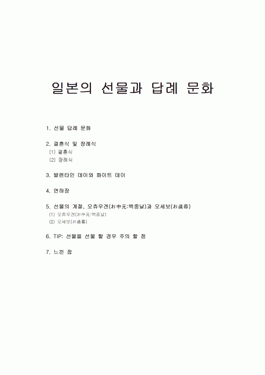 일본의 선물과 답례 문화