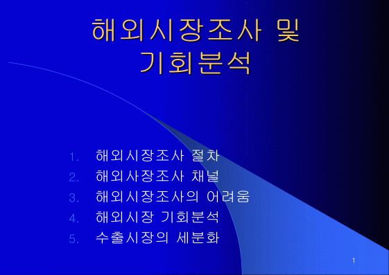 해외시장분석및 기회분석