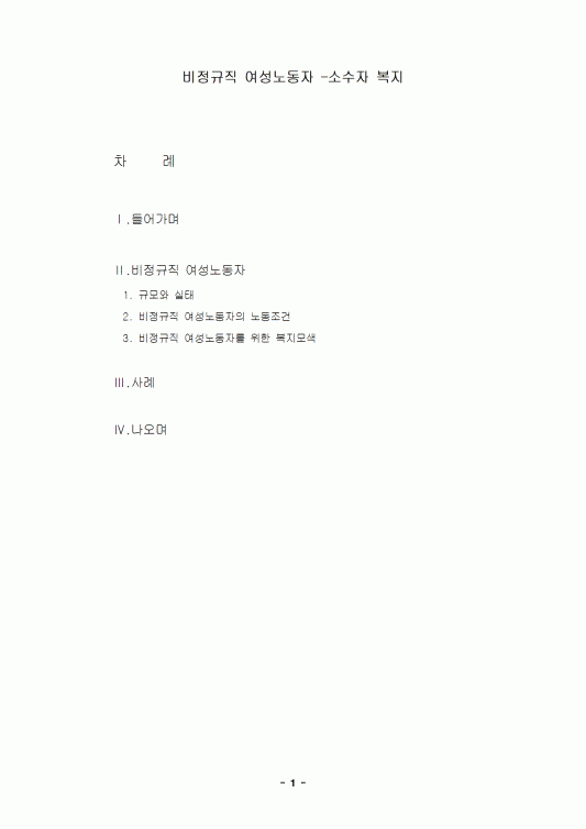 비정규직 여성노동자 -소수자 복지