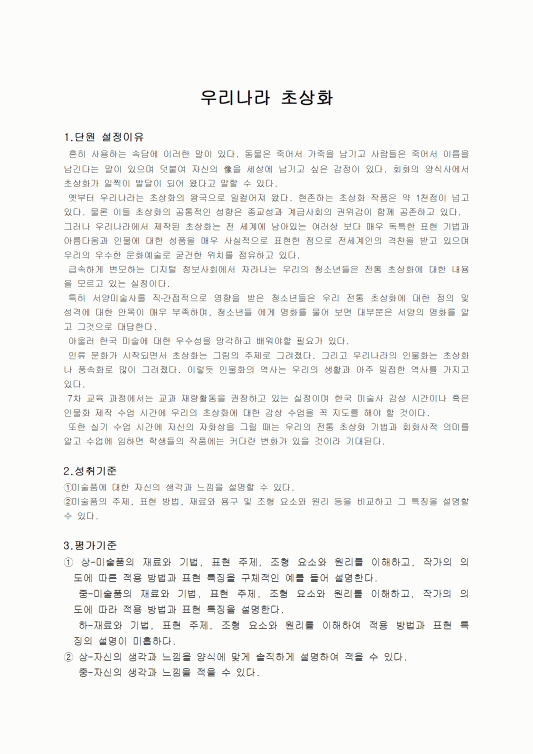우리나라 초상화에 대한 자료 활용 계획