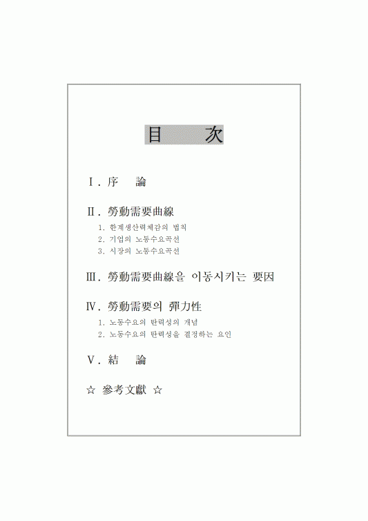 노동수요곡선