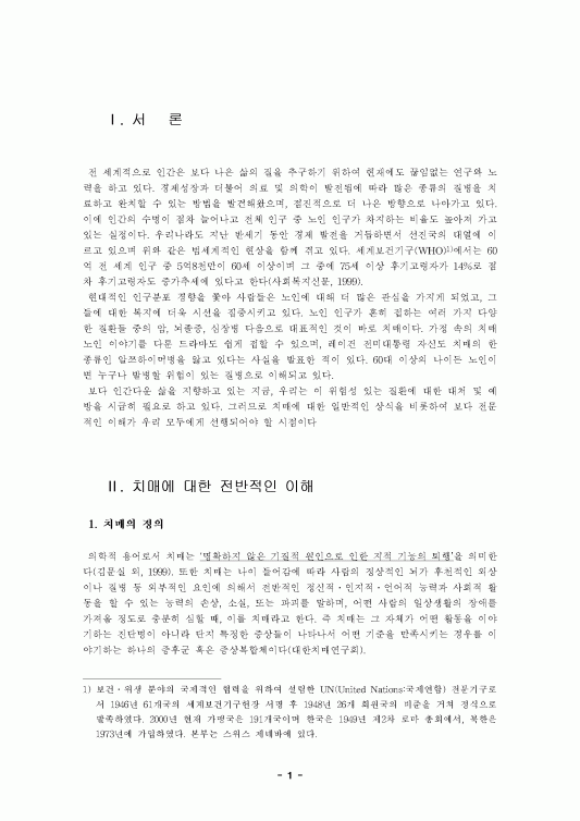 치매노인의 실태와 대책방안